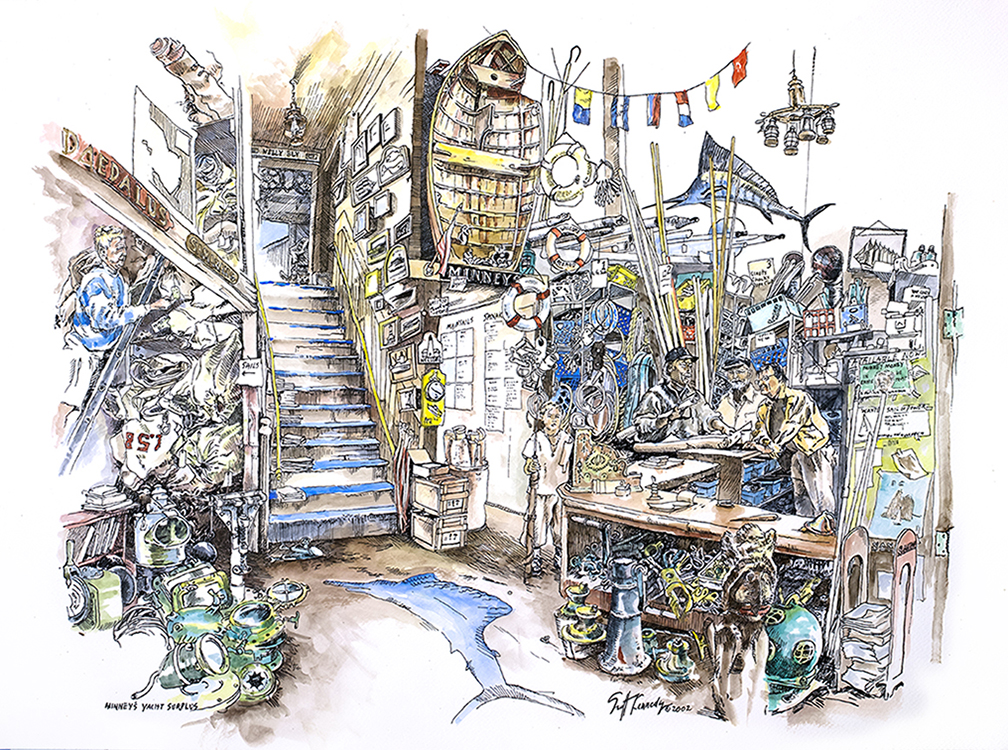 Minney’s Yacht Surplus – Art by Scott Kennedy
